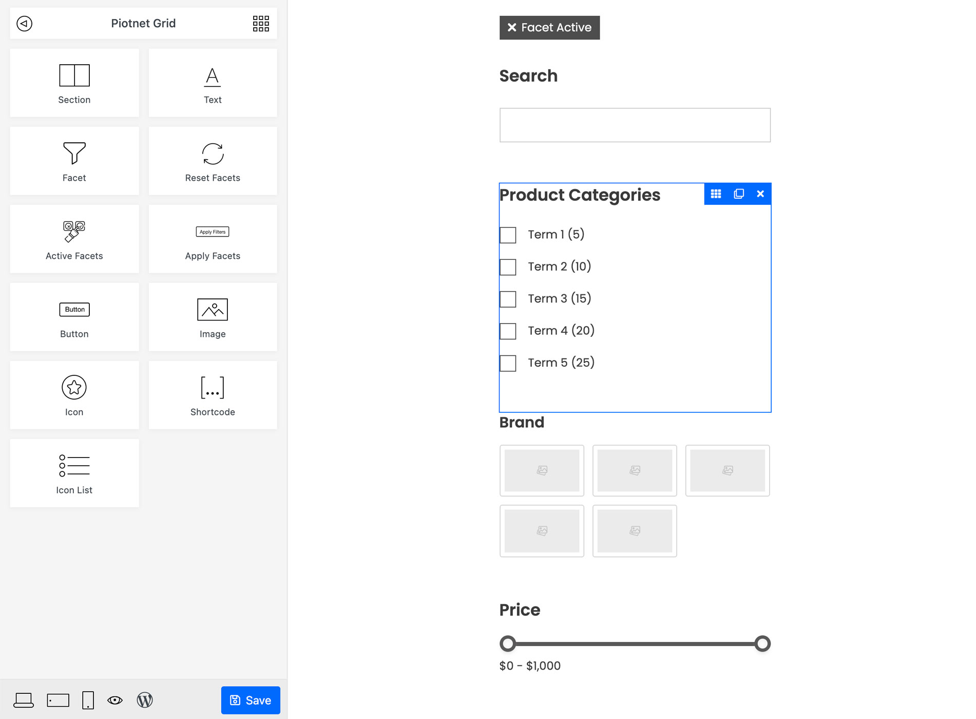 Create a Facet - Piotnet Grid
