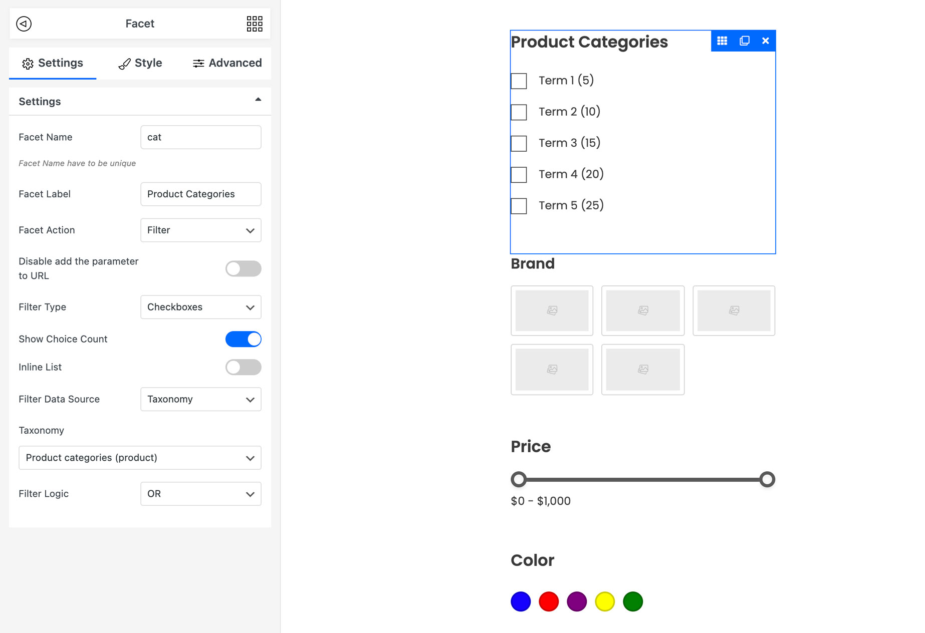 Create a Facet - Piotnet Grid